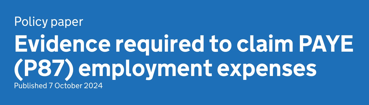 Evidence now required to claim PAYE (P87) employment expenses ...